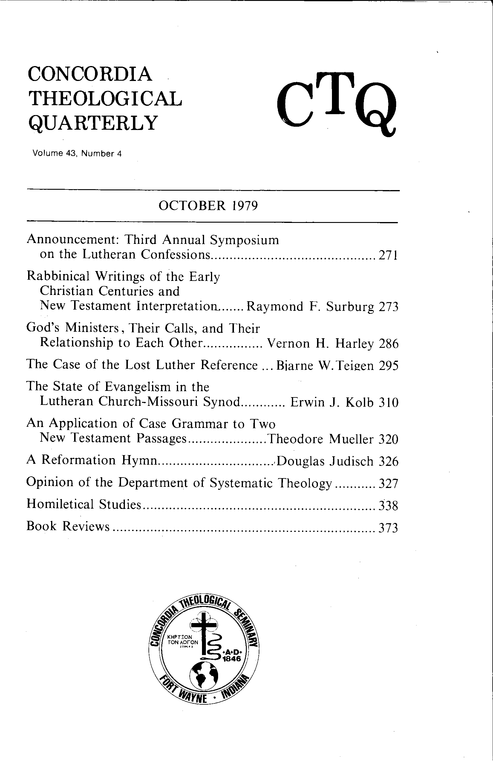 Rev. Dr. David P. Scaer (1936-) - Concordia Theological Seminary's ...