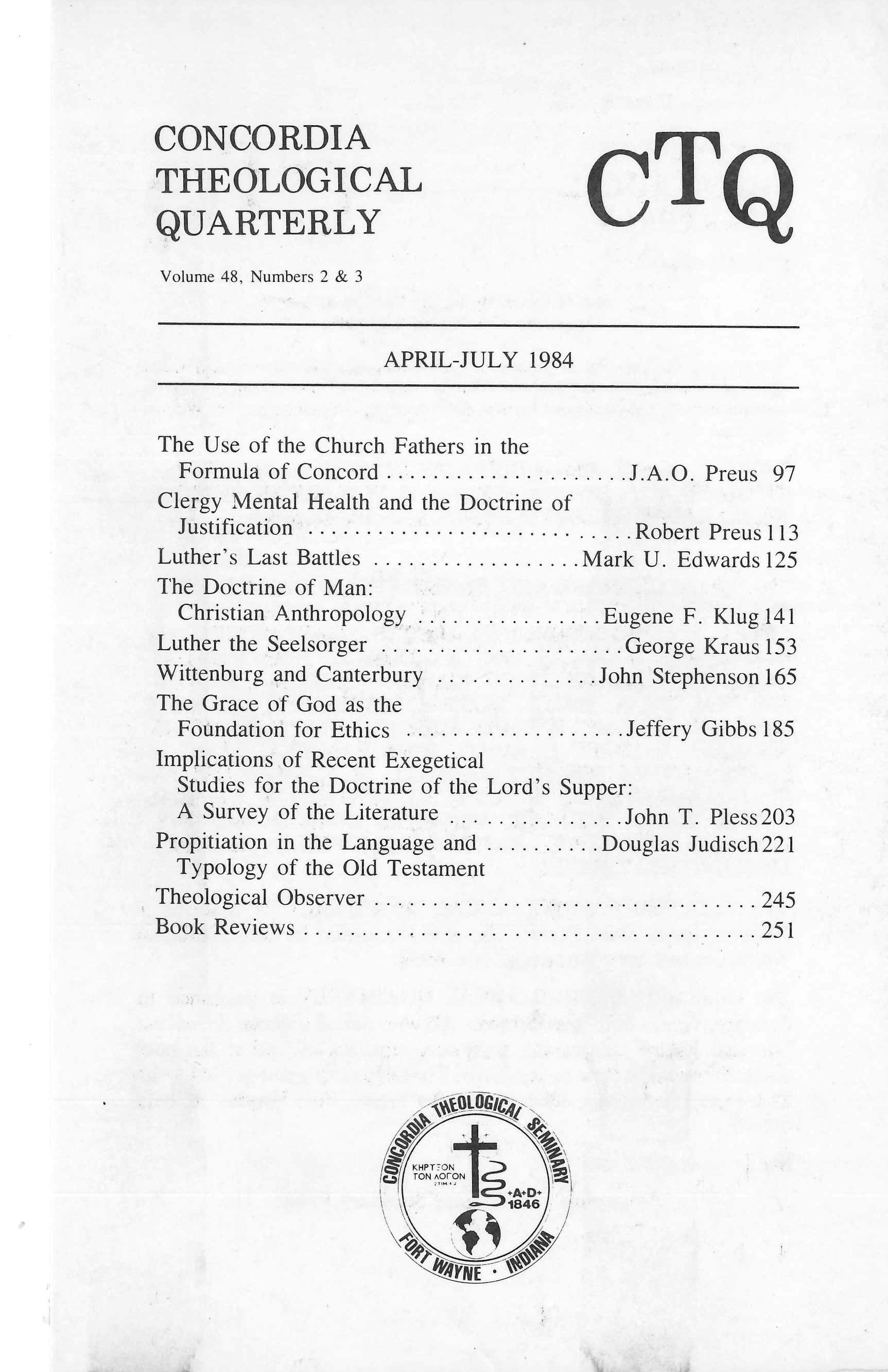 Rev. Prof. John T. Pless (1953-) - Concordia Theological Seminary's ...