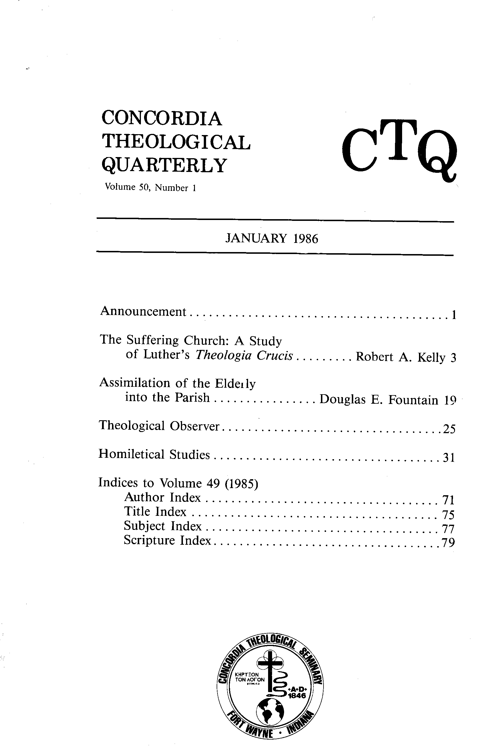 Rev. Dr. Dean O. Wenthe (1944-) - Concordia Theological Seminary's ...